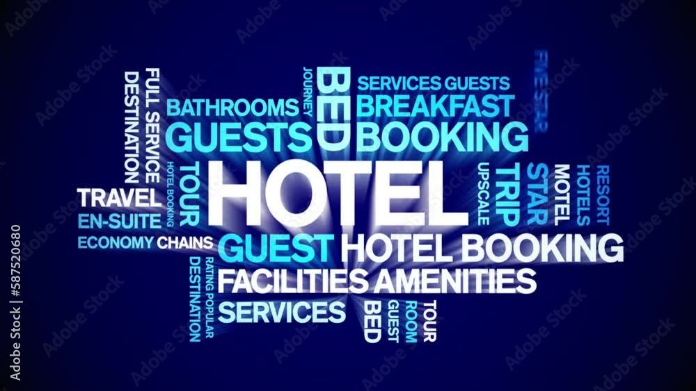 Hotel animated tag word cloud;text design animation kinetic typography ...