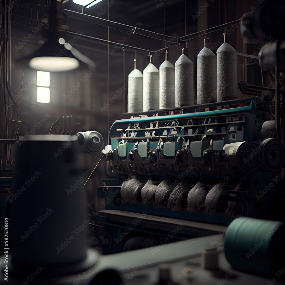 the inside of a factory with many machines and equipment on it's sides ...