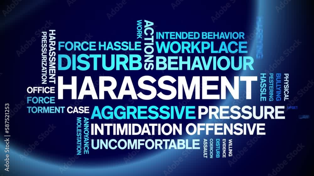 Harassment animated tag word cloud;text design animation kinetic ...