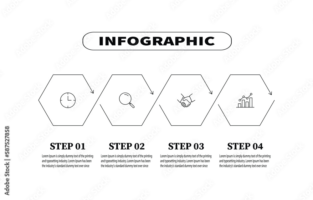 Using a hexagon shape as a design element four step infographic ...