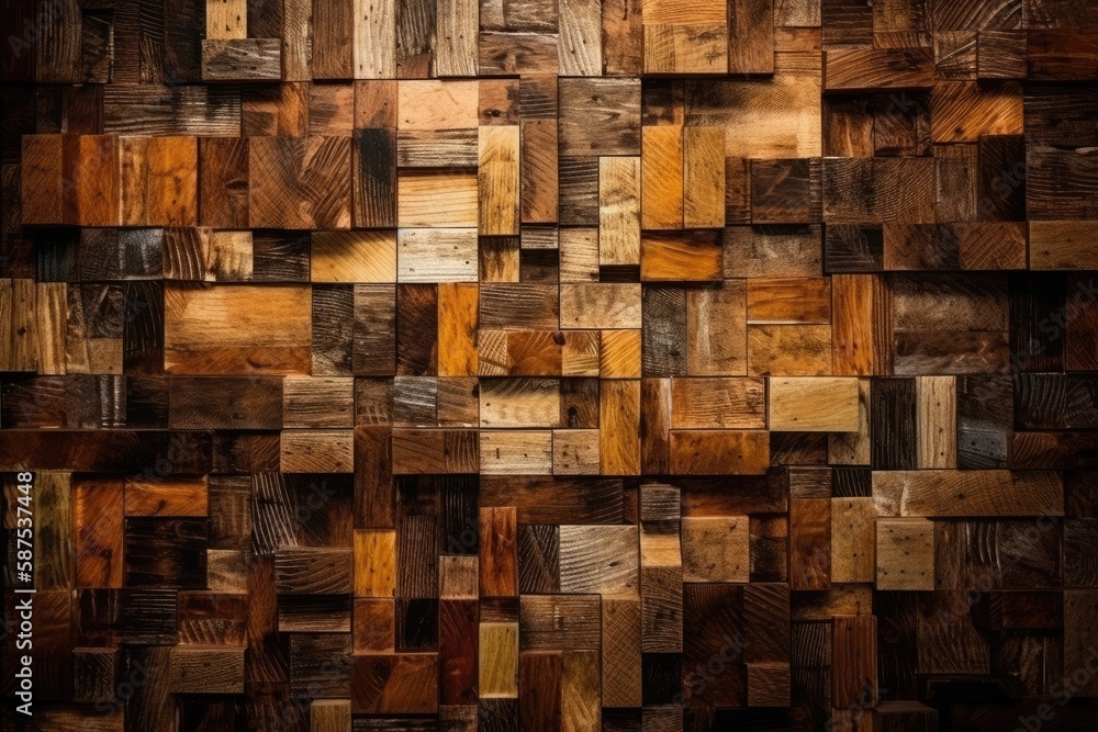 wooden wall made up of various types of wood. Generative AI Stock ...