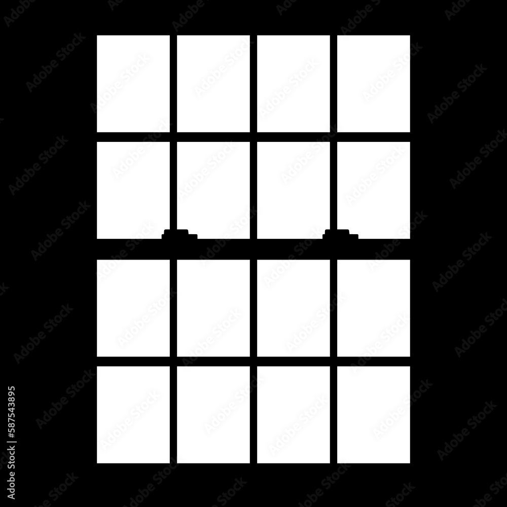 Silhouette of window for 3D gobo mask. White shapes for forming light ...