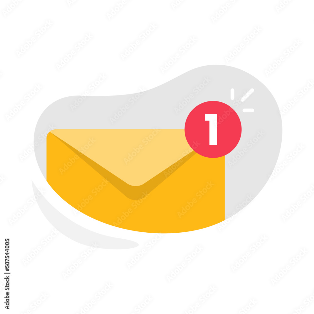 unread, one new email or message notification concept illustration flat ...