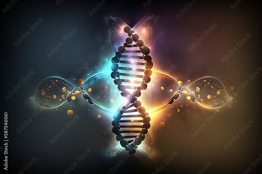 DNA symbol seen under the microscope, Generative AI, genetics, heredity ...