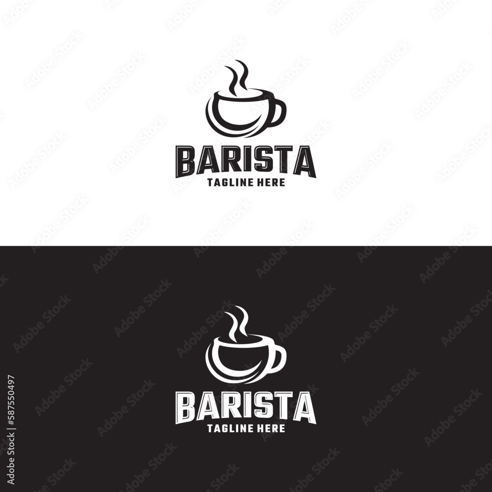 barista logo design, cafe, coffee, vector, vintage, coffee bar, coffee ...