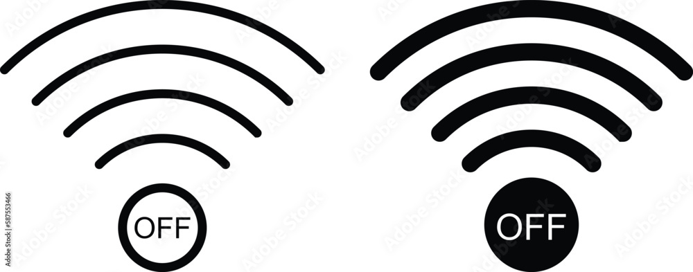 Offline status icon sheet, simple trendy flat style line and solid ...