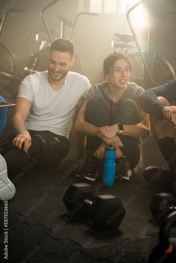 Group of diversity sports people talking and laughing together after ...