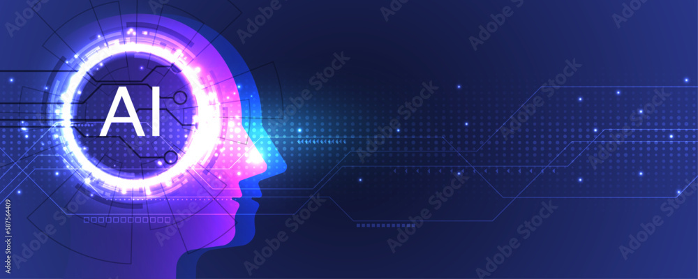 Artificial Intelligence(AI) abstract technology background. Hi-tech Neural networks and other ...