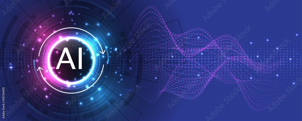 Artificial Intelligence(AI) abstract technology background. Hi-tech Neural networks and other ...