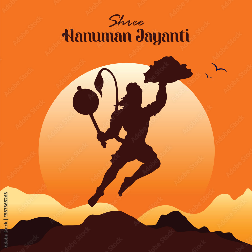 Creative illustration of Hanuman Jayanti, celebrates the birth of Lord ...