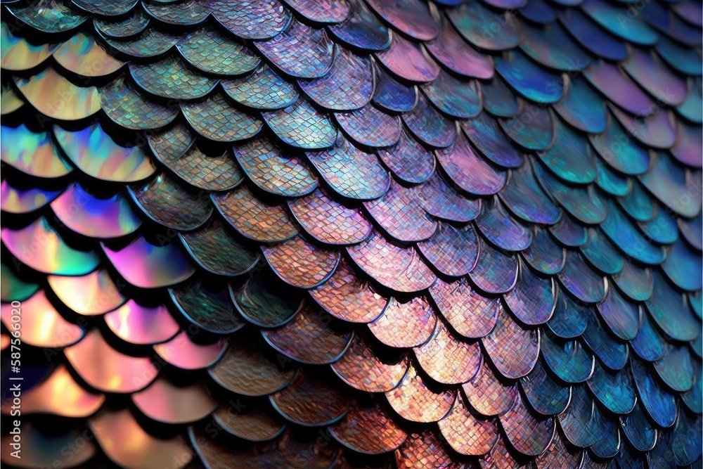 Abstract art of dragon skin in seamless iridescent fantasy scales ...