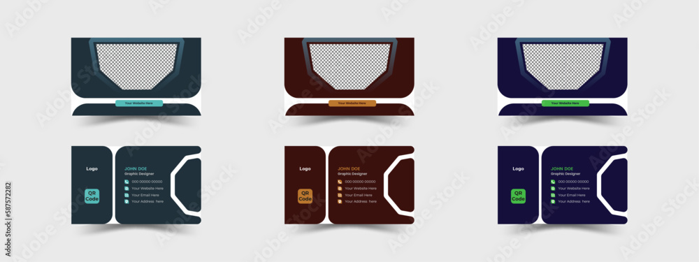 Horizontal creative business card and name card design with a ...