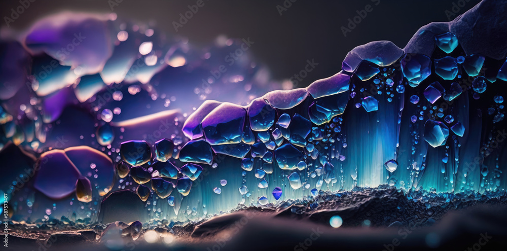 Lustrous pebble drops of vibrant blue and translucent amethyst geode ...