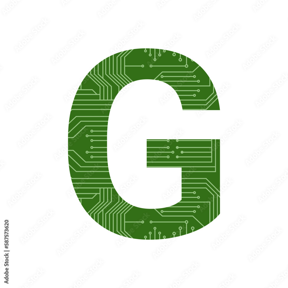 Modern Letter Alphabet Processor Printed Circuit Board Chip Stock ...