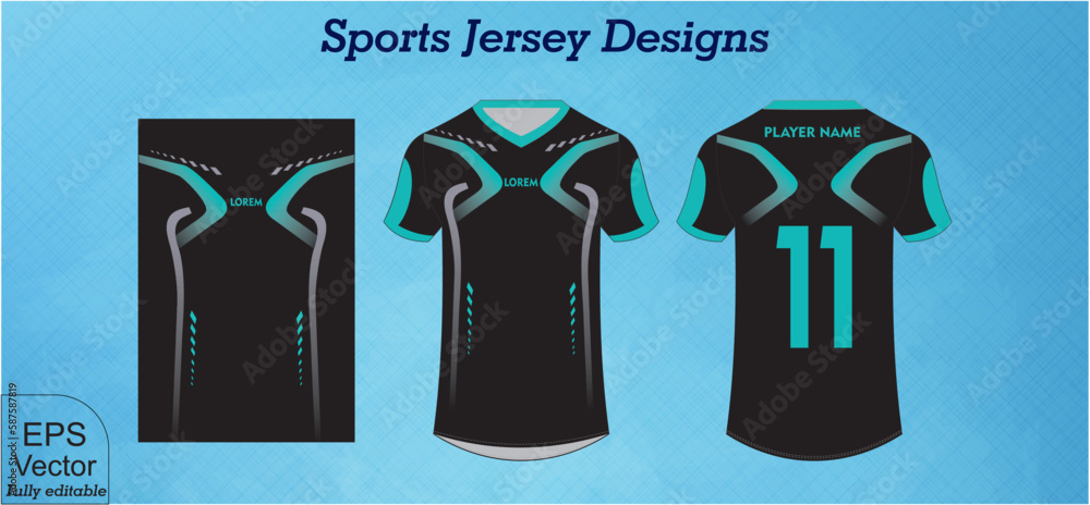 Sports jersey t-shirt design concept vector template, Football jersey ...