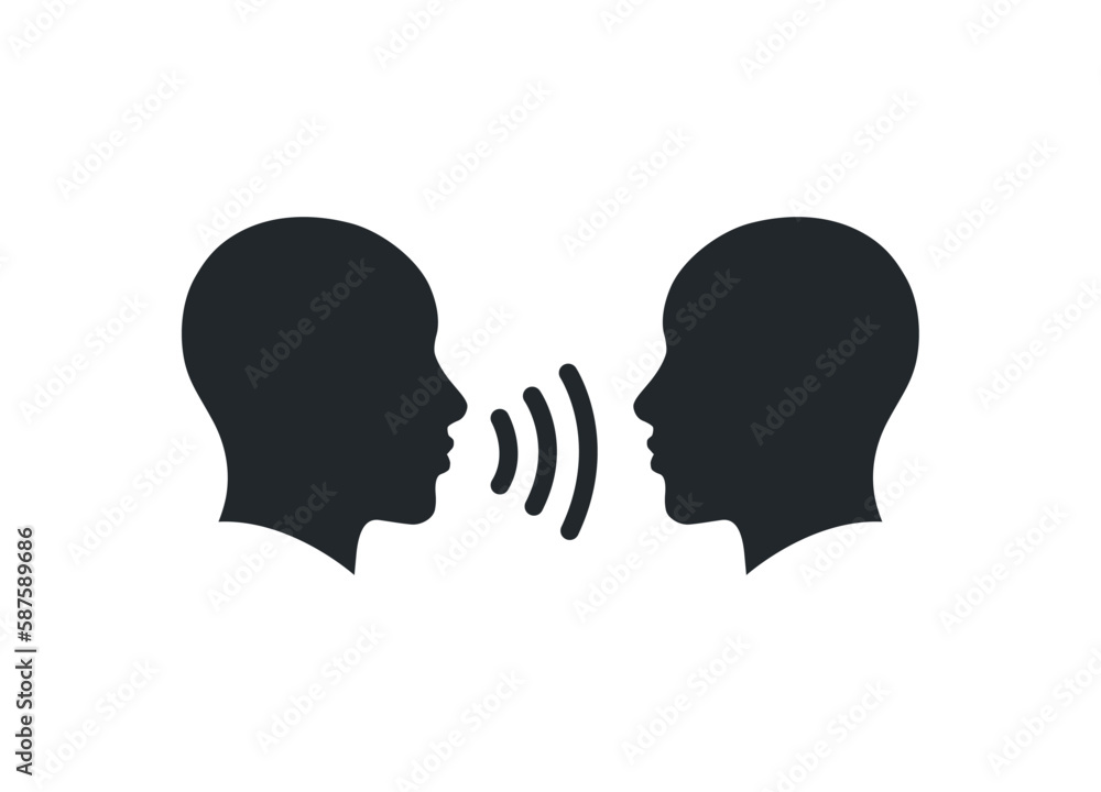 flat vector image isolated on white background, icon of human heads and ...