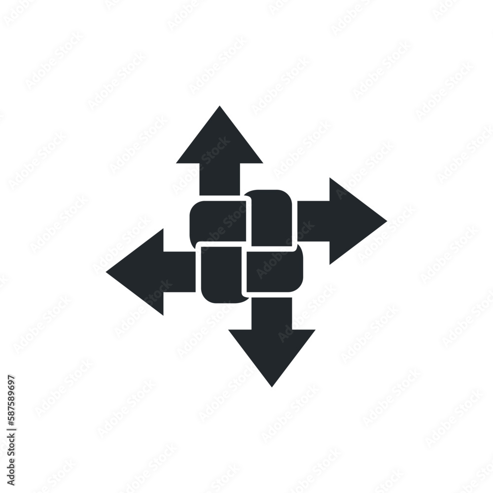 flat vector image on a white background, four intertwined arrows ...