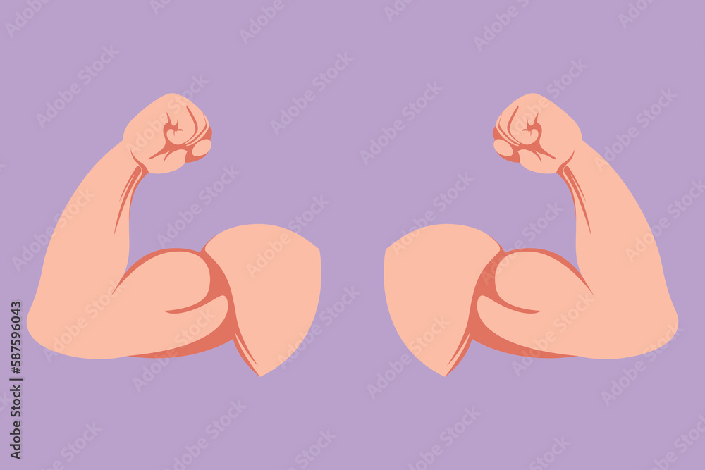 Graphic flat design drawing pair of arm, bicep, strong hand icon ...