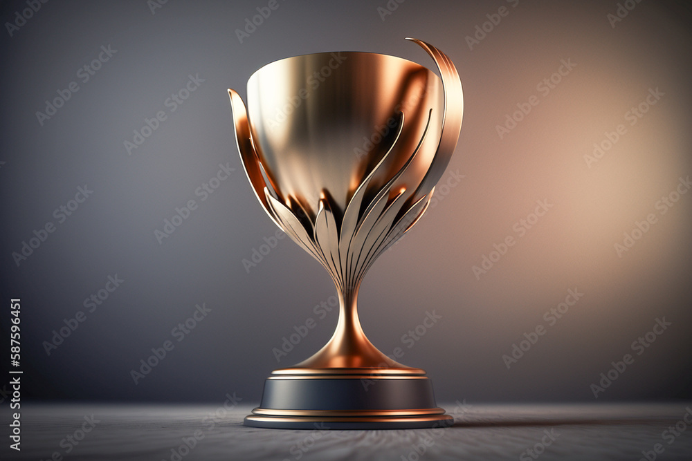 Single golden winner champion trophy cup in dark background. Created ...
