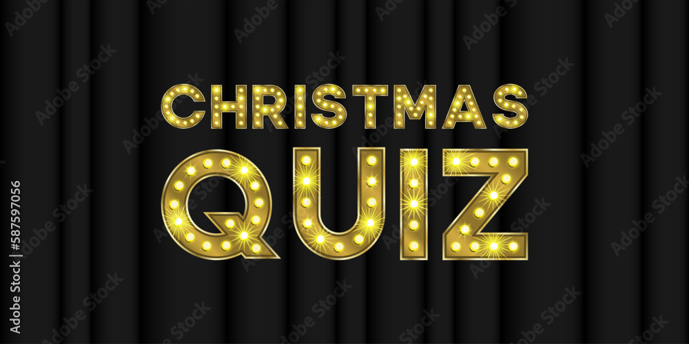 Christmas quiz neon trivia vector background. Xmas eve contest party in ...