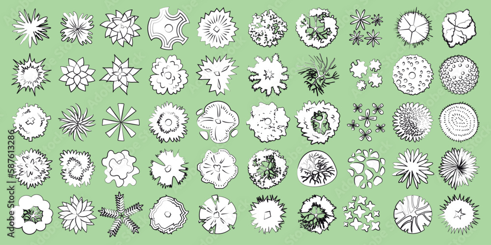 Vector set. Trees top view. Different plants and trees vector set for ...