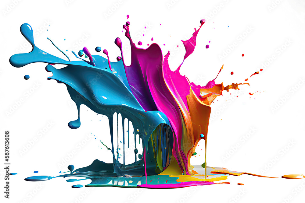 splash Colorful acrylic paint splashing isolated transparent png ...