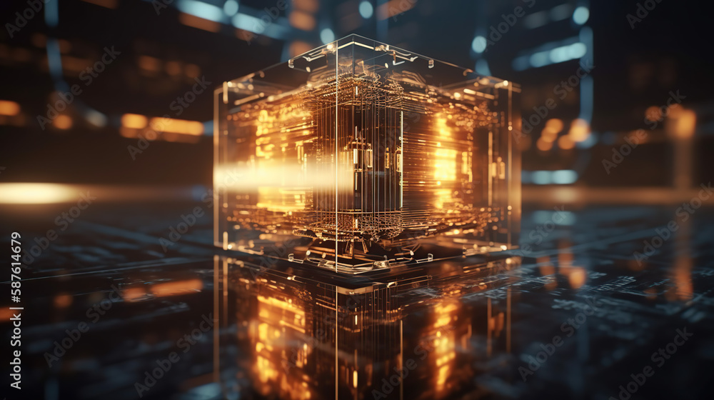 Abstract quantum computing circuit with futuristic design. Created with ...