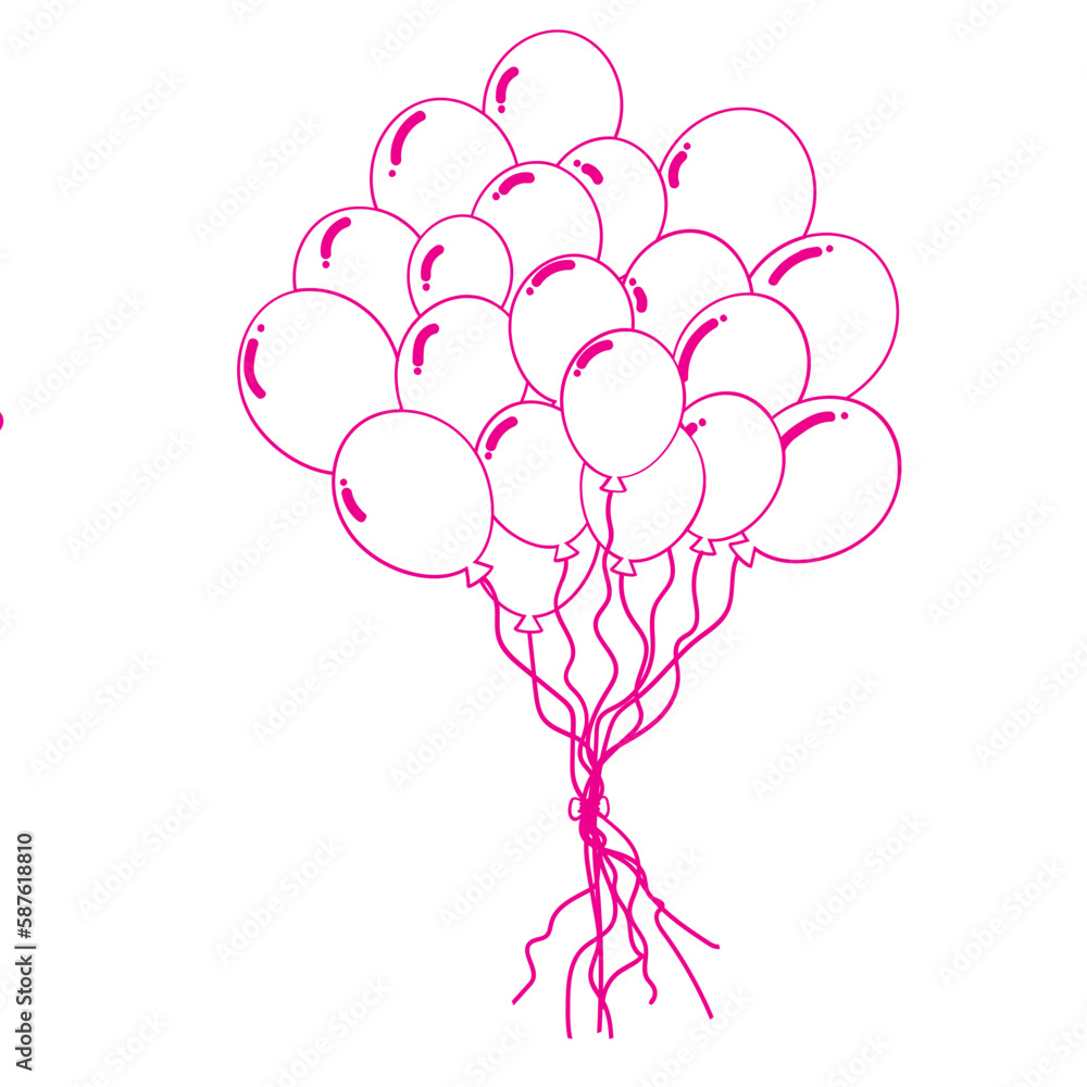 Bunch of balloon outlines. Balloons party outline Stock Vector | Adobe ...