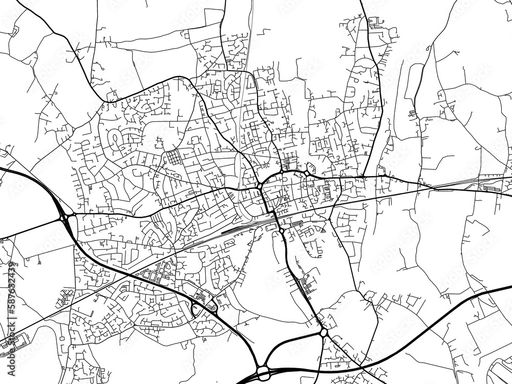 Road map of the city of Maidenhead the United Kingdom on a white ...