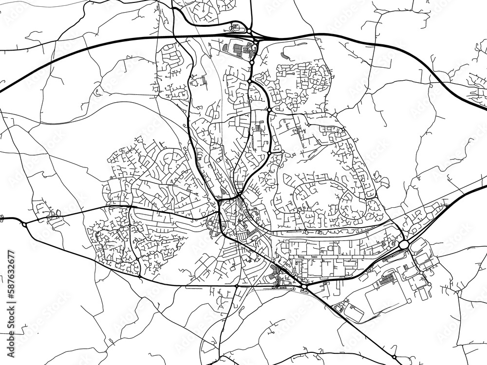 Road map of the city of Bridgend the United Kingdom on a white ...