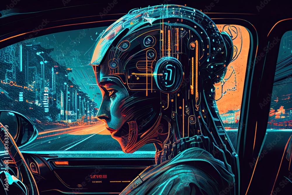 Artificial Intelligence Manages Transport. Technological Car without a ...