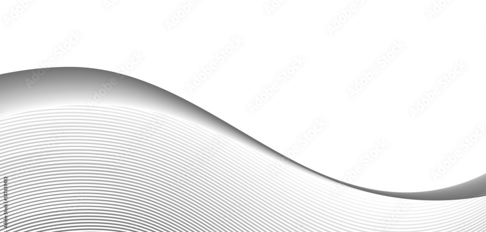 Grey wave lines on white background. Modern design element. Smooth gray ...