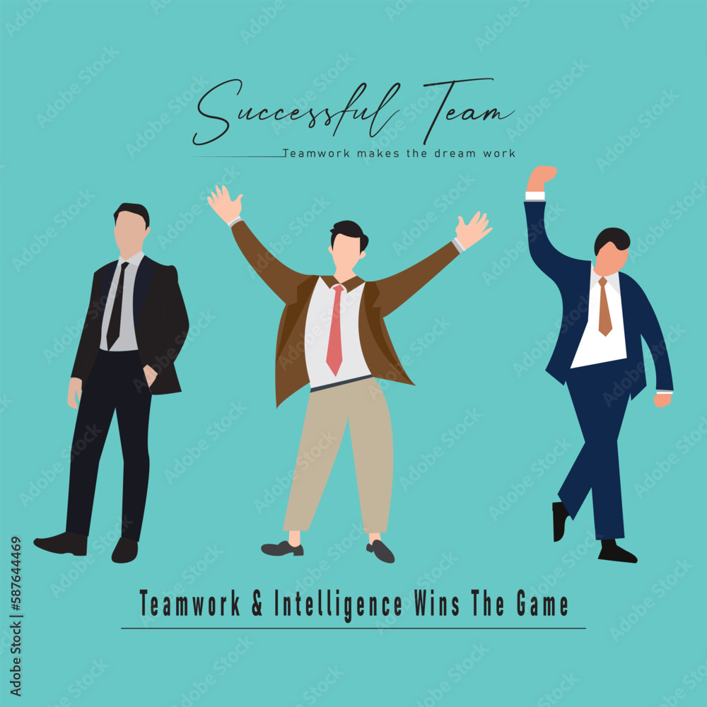 Unity and teamwork concept.Team of business people celebrate success in ...