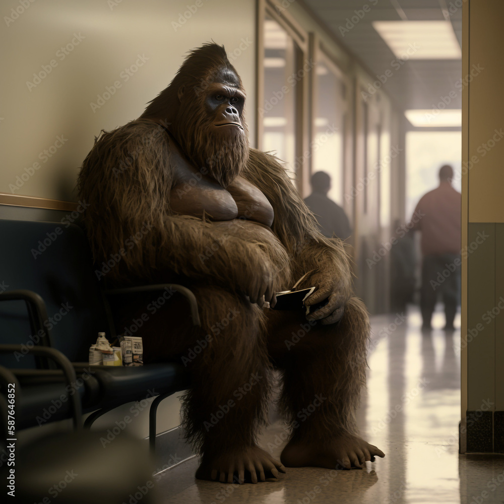 fat male Sasquatch in a hospital waiting room hd wallpaper Stock ...