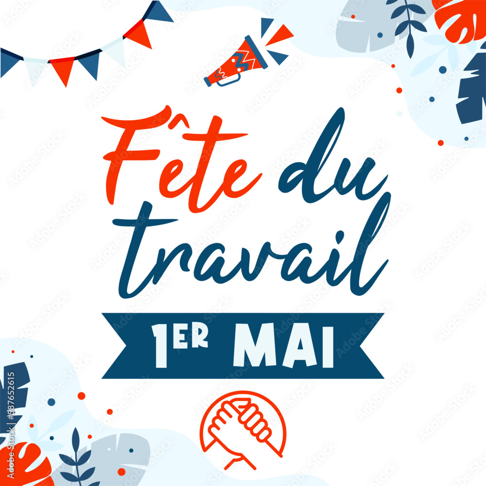 Fête du travail - 1er mai - Titre et illustrations aux couleurs de la ... Fête du travail - 1er mai - Titre et illustrations aux couleurs de la ...