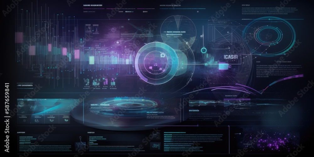 Futuristic Holographic Interface: Engaging Tech Background with Charts ...