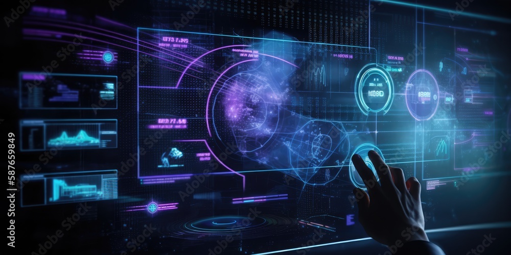 Futuristic Holographic Interface: Engaging Tech Background with Charts ...