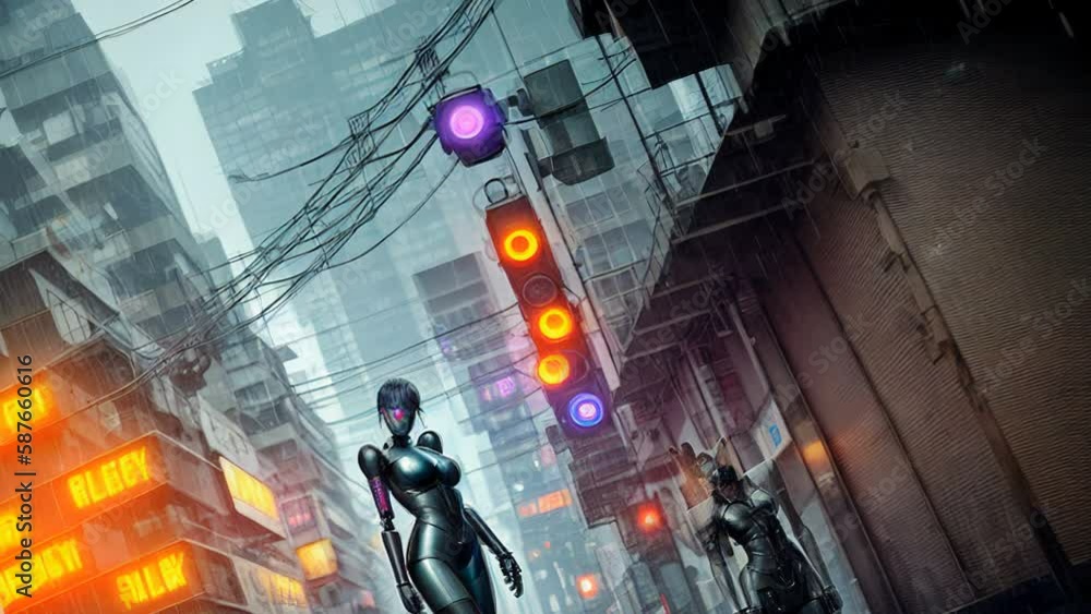 Generative Ai animation of synthwave futuristic anime cityscape with ...