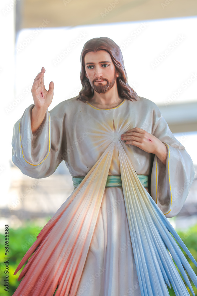 Divine Mercy of Jesus Catholic religious statue Stock Illustration ...