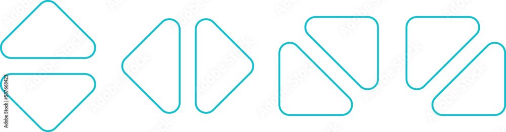 arrows on a transparent background, blue thin outlines, direction of ...
