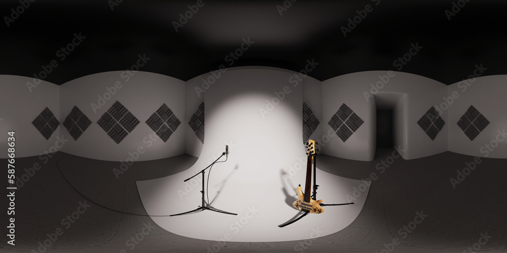 HDRI map, spherical music studio environment panorama background, 360 ...