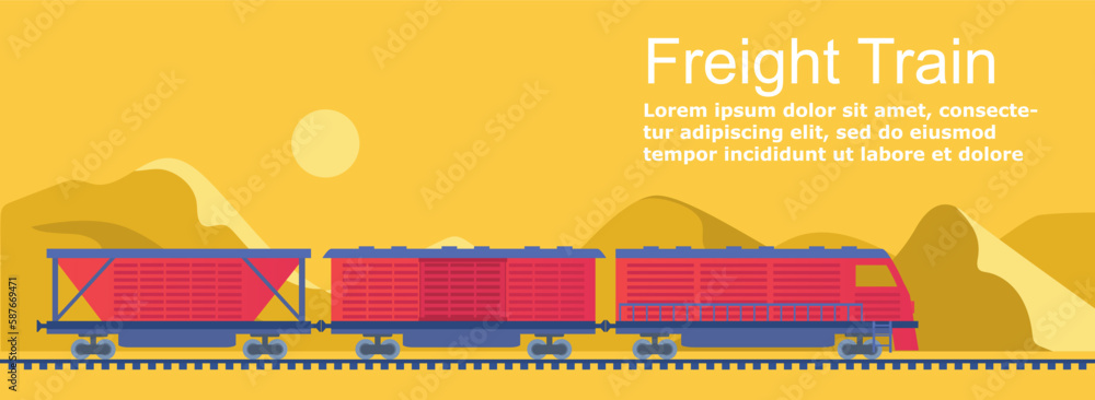 Logistic banner with train. Transportation of goods, global business ...