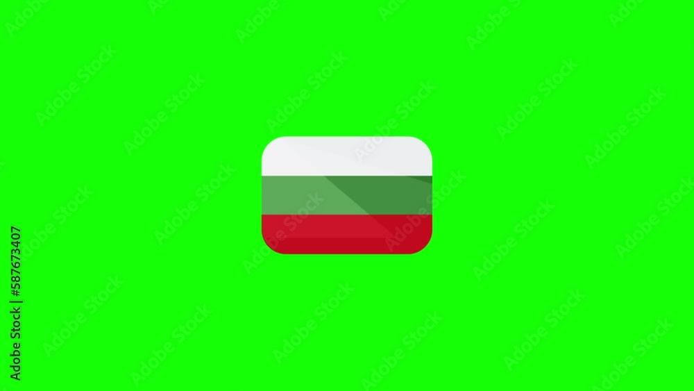 Animated Bulgaria flag icon design in flat icon style on Green screen ...