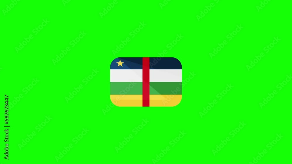 Animated Central-Africa_Republic flag icon design in flat icon style on Green screen background ...