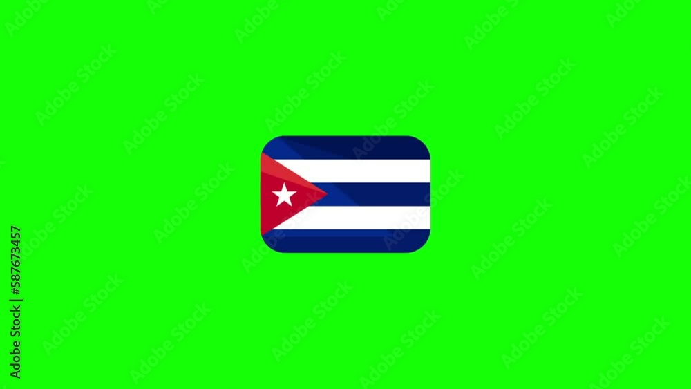 Animated Cuba flag icon design in flat icon style on Green screen ...