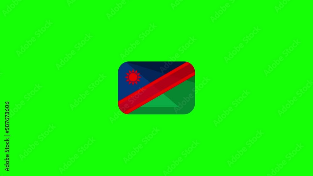 Animated Namibia flag icon design in flat icon style on Green screen ...