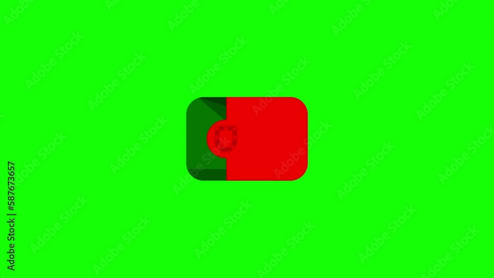 Animated Portugal flag icon design in flat icon style on Green screen ...