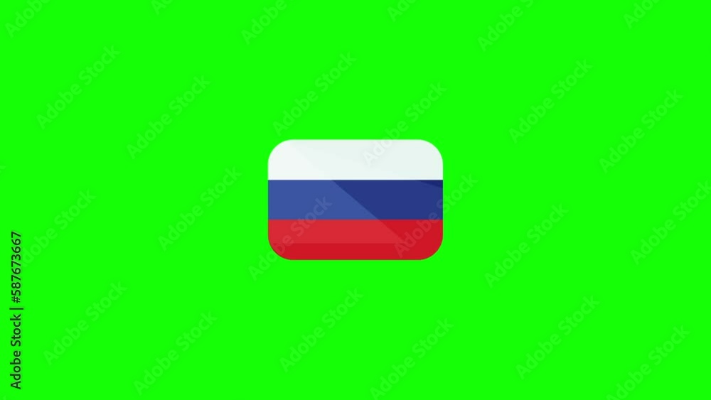 Animated Russia flag icon design in flat icon style on Green screen ...