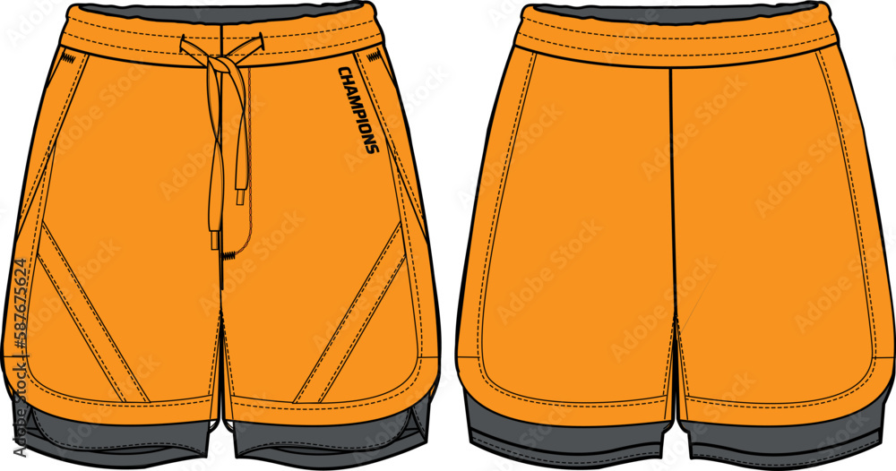 Running Shorts jersey design flat sketch vector illustration. Boxing ...