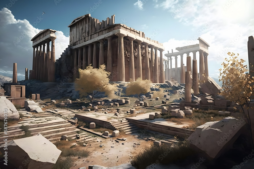 Fantasy Athens landmark Acropolis and the Odeon of Herodes Atticus ...